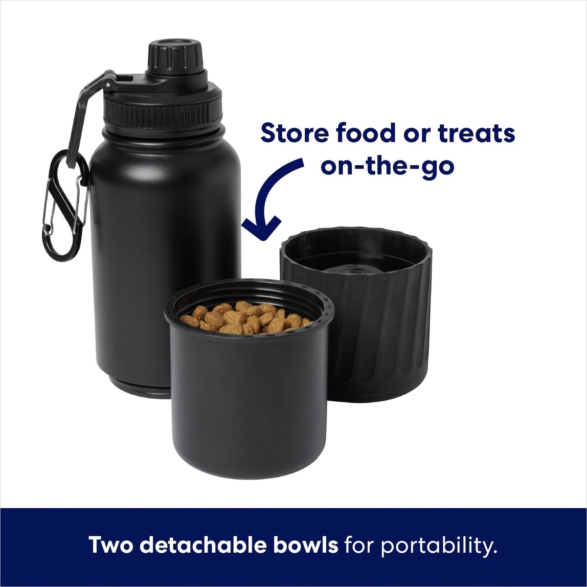 FRISCO Water Bottle with Treat Food Container, Black - Chewy.com