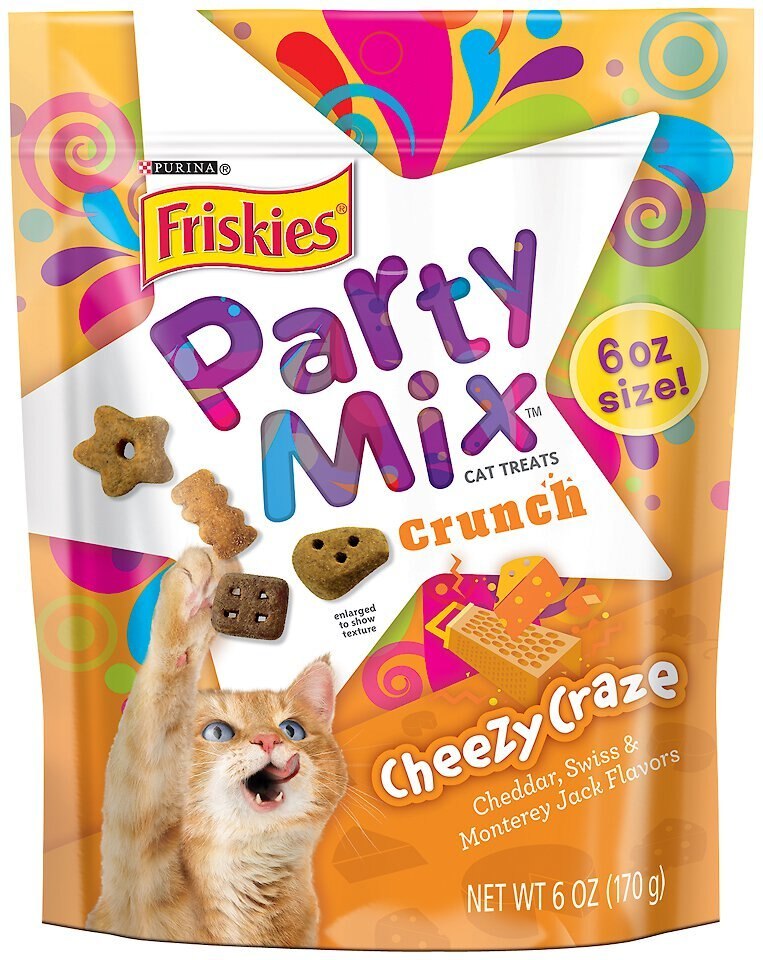 FRISKIES Party Mix Cheezy Craze Crunch Flavor Crunchy Cat Treats, 6-oz ...