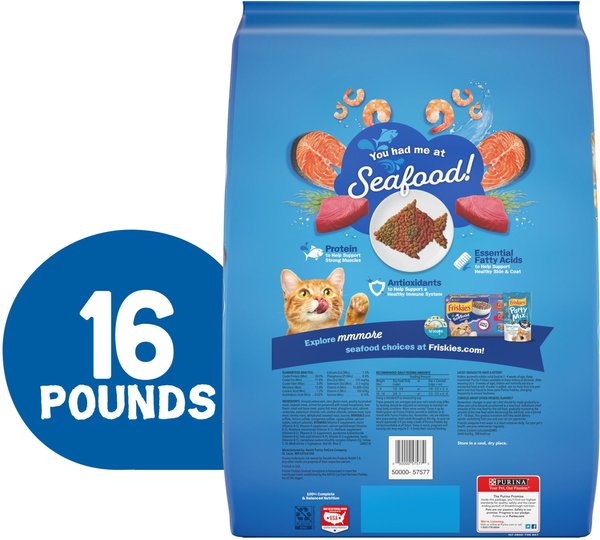 FRISKIES Seafood Sensations Salmon Tuna & Shrimp Dry Cat Food, 16-lb ...