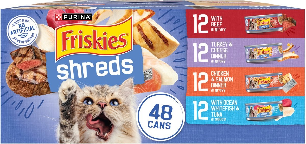 FRISKIES Shreds in Gravy Variety Pack Canned Cat Food, 5.5-oz can, case ...