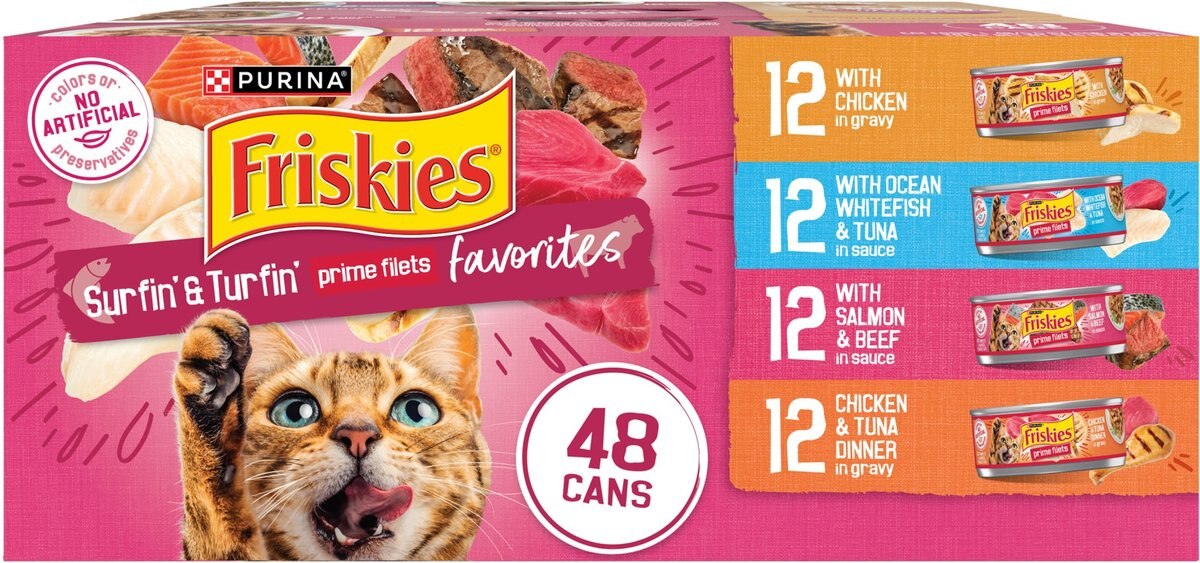 FRISKIES Surfin' & Turfin' Favorites Variety Pack Canned Cat Food, 5.5 ...