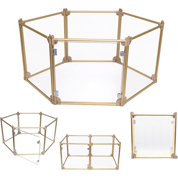 FRONT ROW 6-Panel Transparent Panels & Aluminum Rods Foldable Dog & Cat ...