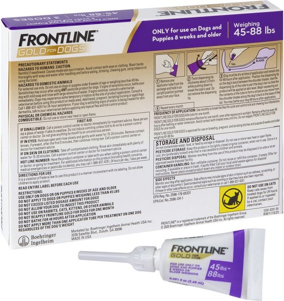 Discontinued - FRONTLINE GOLD for Dogs Flea & Tick Treatment (Large Dog ...