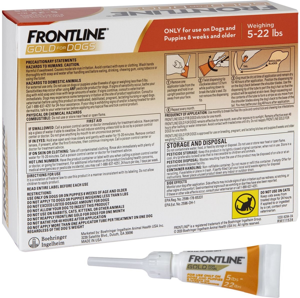 FRONTLINE GOLD for Dogs Flea & Tick Treatment (Small Dog, 5-22 lbs), 12 ...
