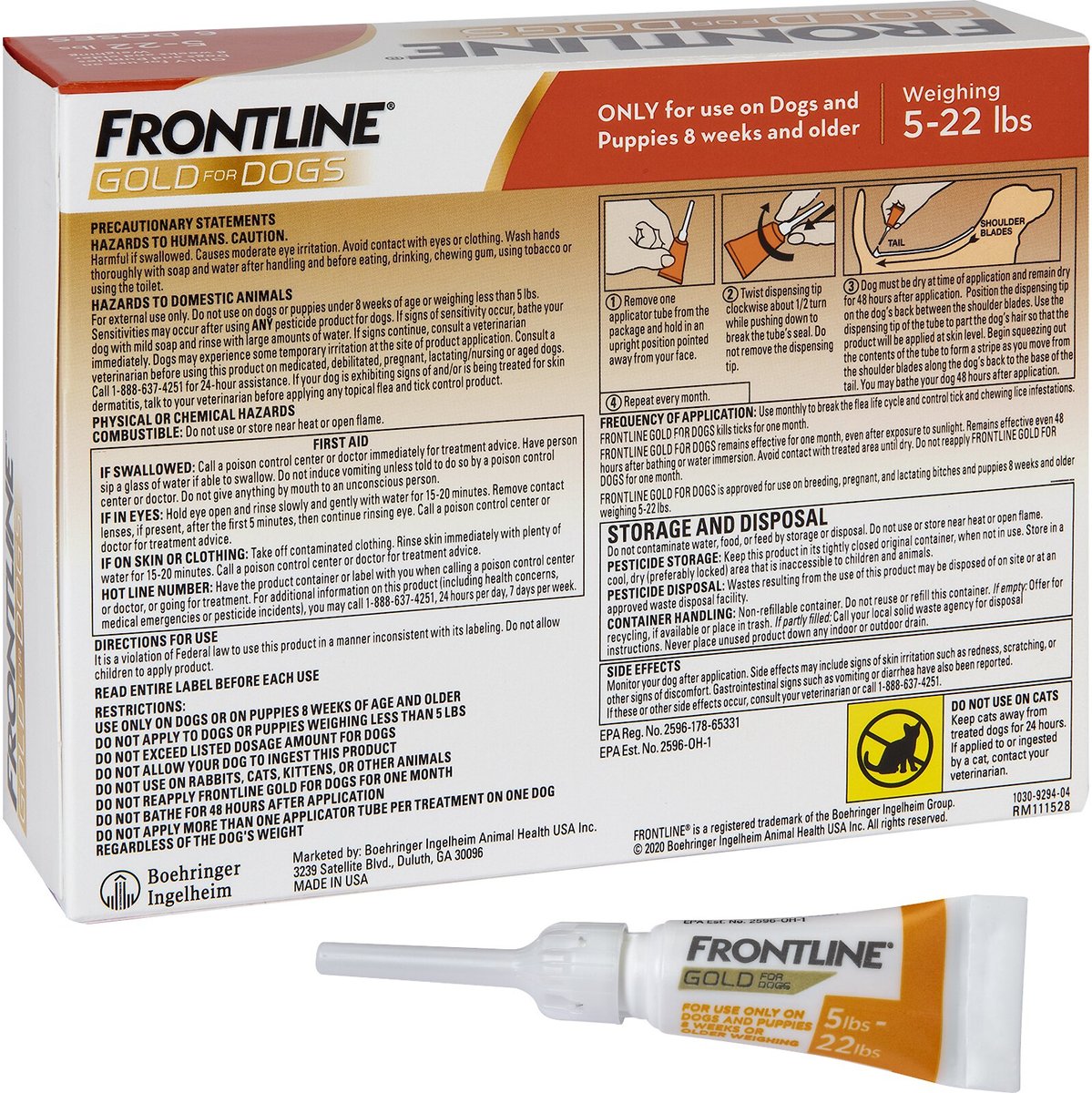 FRONTLINE GOLD for Dogs Flea & Tick Treatment (Small Dog, 5-22 lbs) 6 ...