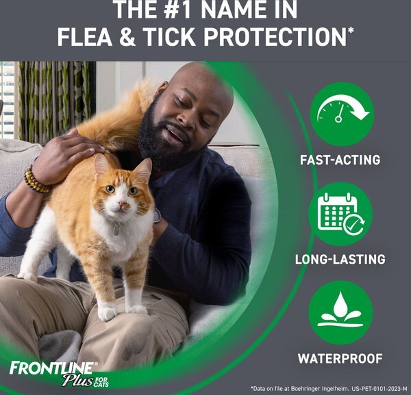 FRONTLINE PLUS Flea & Tick Spot Treatment for Cats, over 1.5 lbs, 3 ...