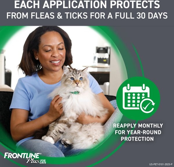 FRONTLINE PLUS Flea & Tick Spot Treatment for Cats, over 1.5 lbs, 3 ...