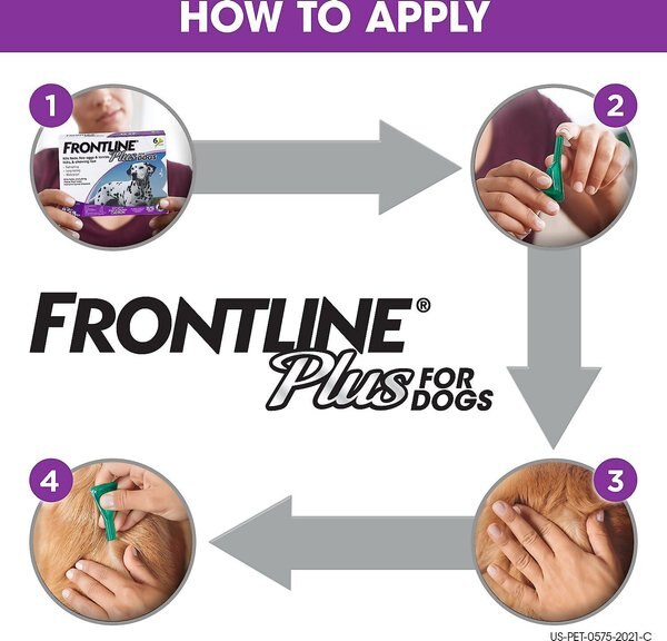 FRONTLINE PLUS Flea & Tick Spot Treatment for Large Dogs, 45-88 lbs, 12 ...
