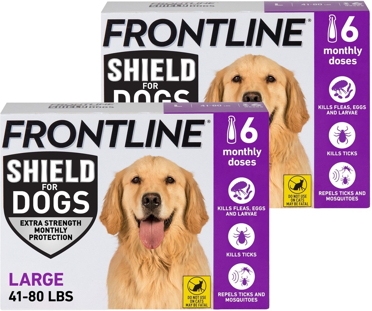 FRONTLINE SHIELD Flea & Tick Treatment for Large Dogs, 41 - 80 lbs, 12 ...