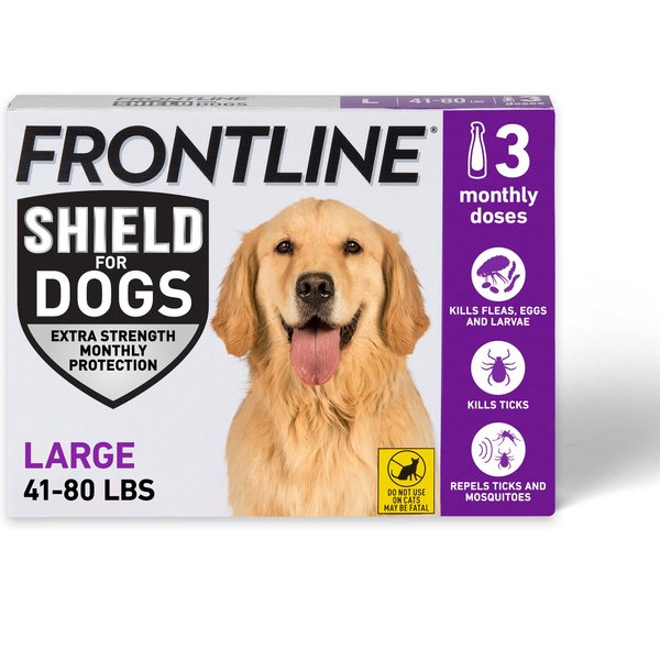 FRONTLINE SHIELD Flea & Tick Treatment for Large Dogs, 41 - 80 lbs, 3 ...
