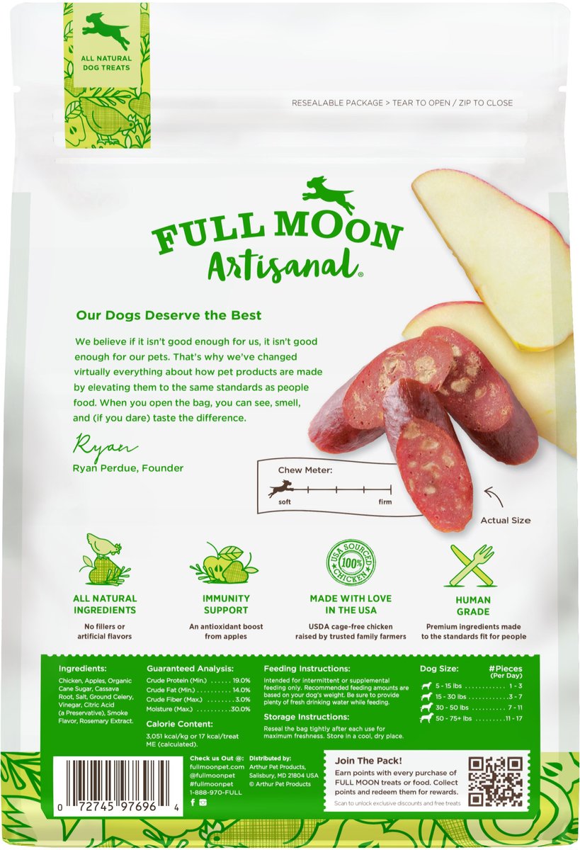 FULL MOON Artisanal Chicken Apple Sausage Human Grade Adult Soft ...