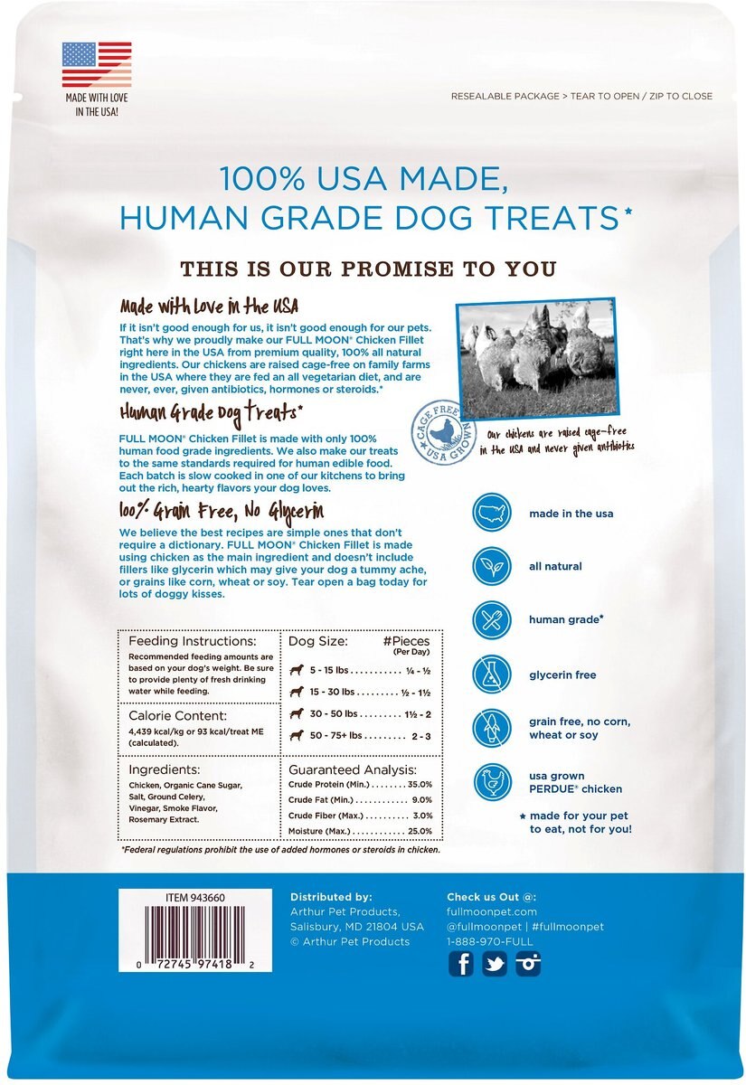 FULL MOON Chicken Fillets Grain-Free Dog Treats, 3-lb bag - Chewy.com