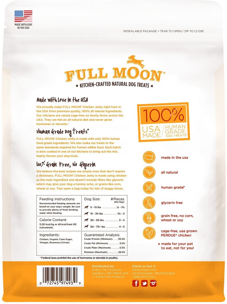 FULL MOON Chicken Jerky Human-Grade Dog Treats, 24-oz bag - Chewy.com