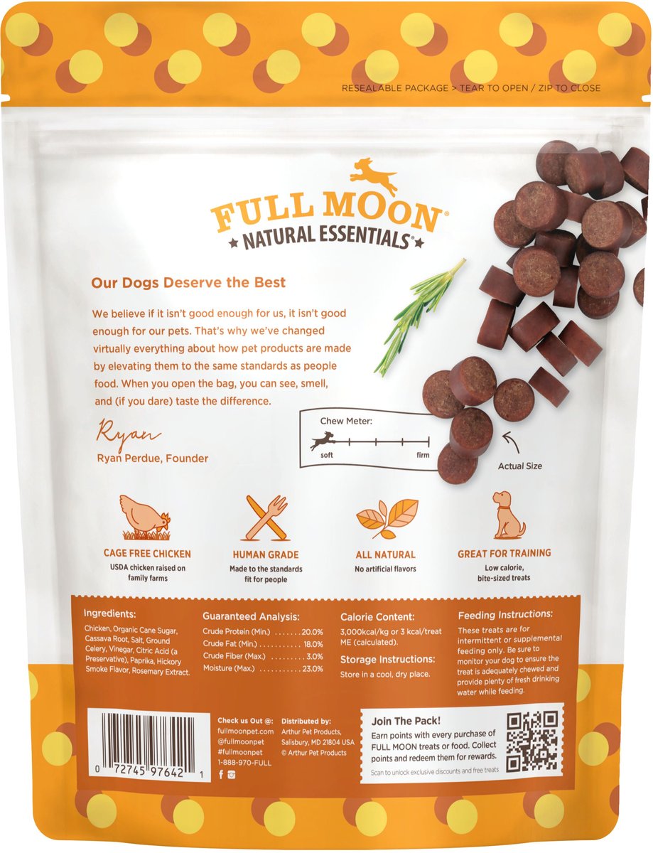 FULL MOON All Natural Human Grade Chicken Savory Bites Dog Treats, 9-oz ...