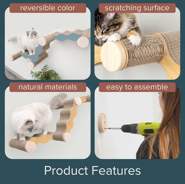 FURHAVEN Ascentials Wave Cat Wall Shelve, Bamboo - Chewy.com