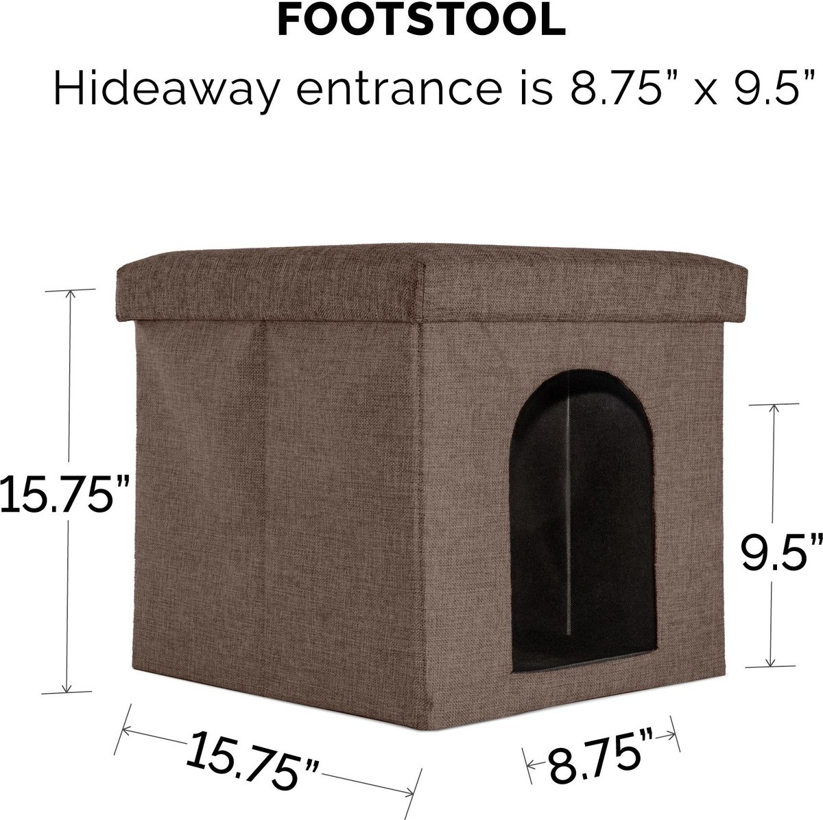 FURHAVEN House Footstool & Ottoman Dog & Cat Bed, Coconut Brown, Small ...