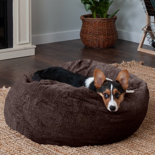 FURHAVEN Plush Ball Pillow Dog Bed with Removable Cover, Espresso ...