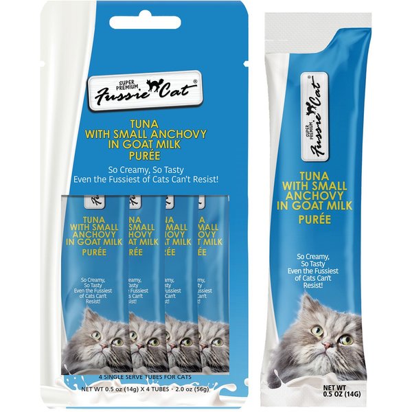 FUSSIE CAT Premium Tuna with Small Anchovies in Goat Milk Puree ...