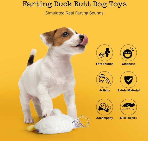 FUZZWOOF Hilarious Farting Duck Butt Plush Dog Toy, Yellow - Chewy.com