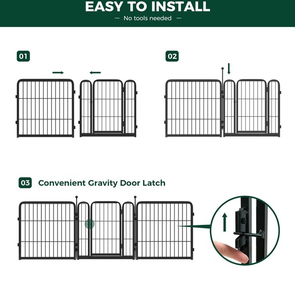 FXW Rollick Indoor & Outdoor Dog Playpen, Black, 24-in, 16-panel ...