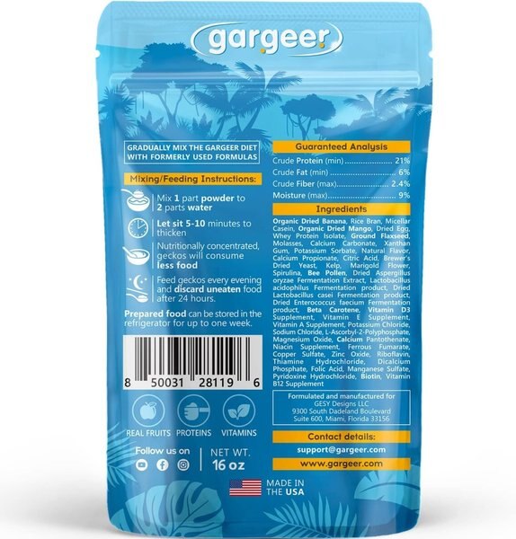GARGEER Complete Mango Flavored Crested Gecko Food, 16-oz bag - Chewy.com