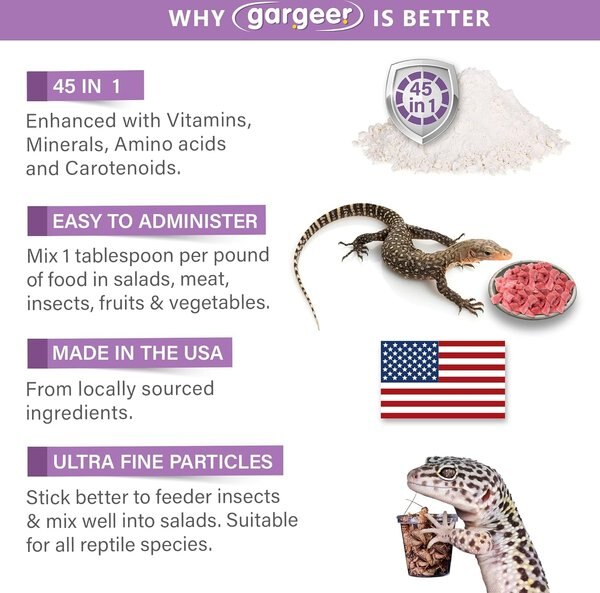GARGEER Reptile & Amphibian Multi-Vitamin Premium Powder Supplement, 4 ...
