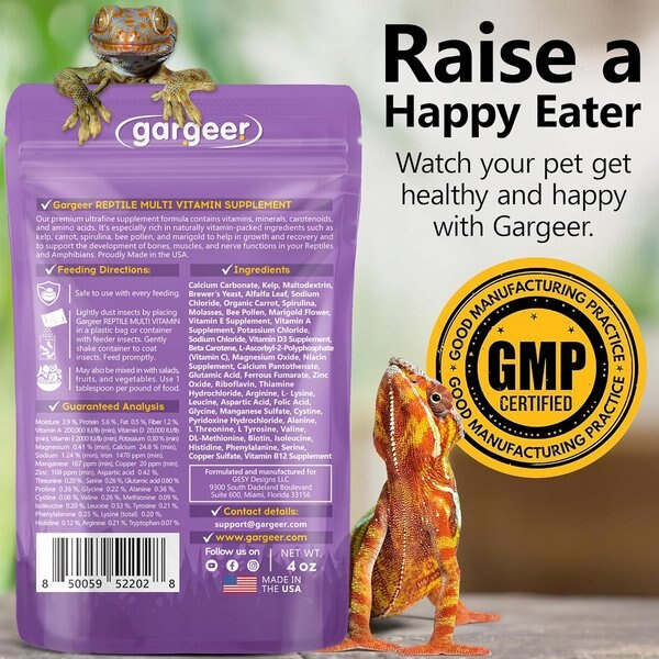 GARGEER Reptile & Amphibian Multi-Vitamin Premium Powder Supplement, 4 ...