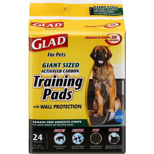 GLAD Activated Carbon Giant Sized Dog Training Pads, 30 x 36-in, 24 count, Unscented - Chewy.com