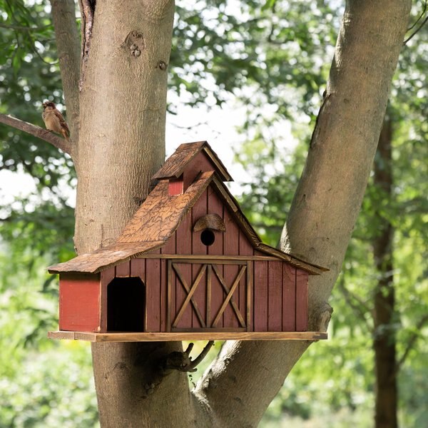 Out of Stock - GLITZHOME Extra-Large Rustic Wood Barn Bird House, 20.67 ...