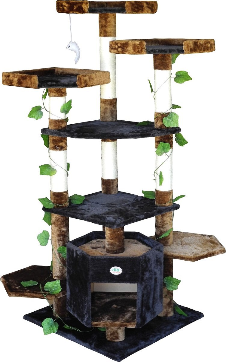 Discontinued - GO PET CLUB 67-in Forest with Leaves Cat Tree, Blue ...