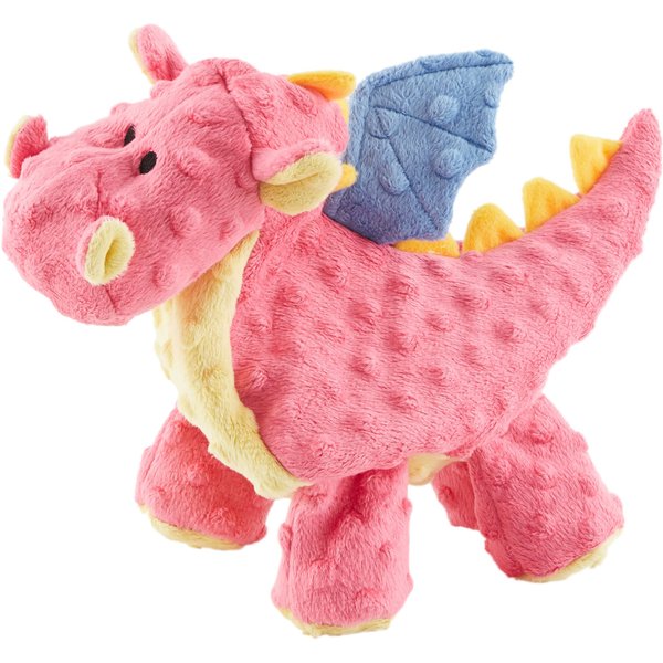 GODOG Dragons Chew Guard Squeaky Plush Dog Toy, Coral, Large - Chewy.com