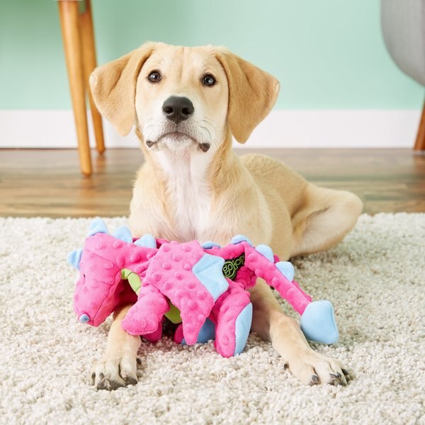 GODOG Dragons Chew Guard Squeaky Plush Dog Toy, Pink, Medium - Chewy.com