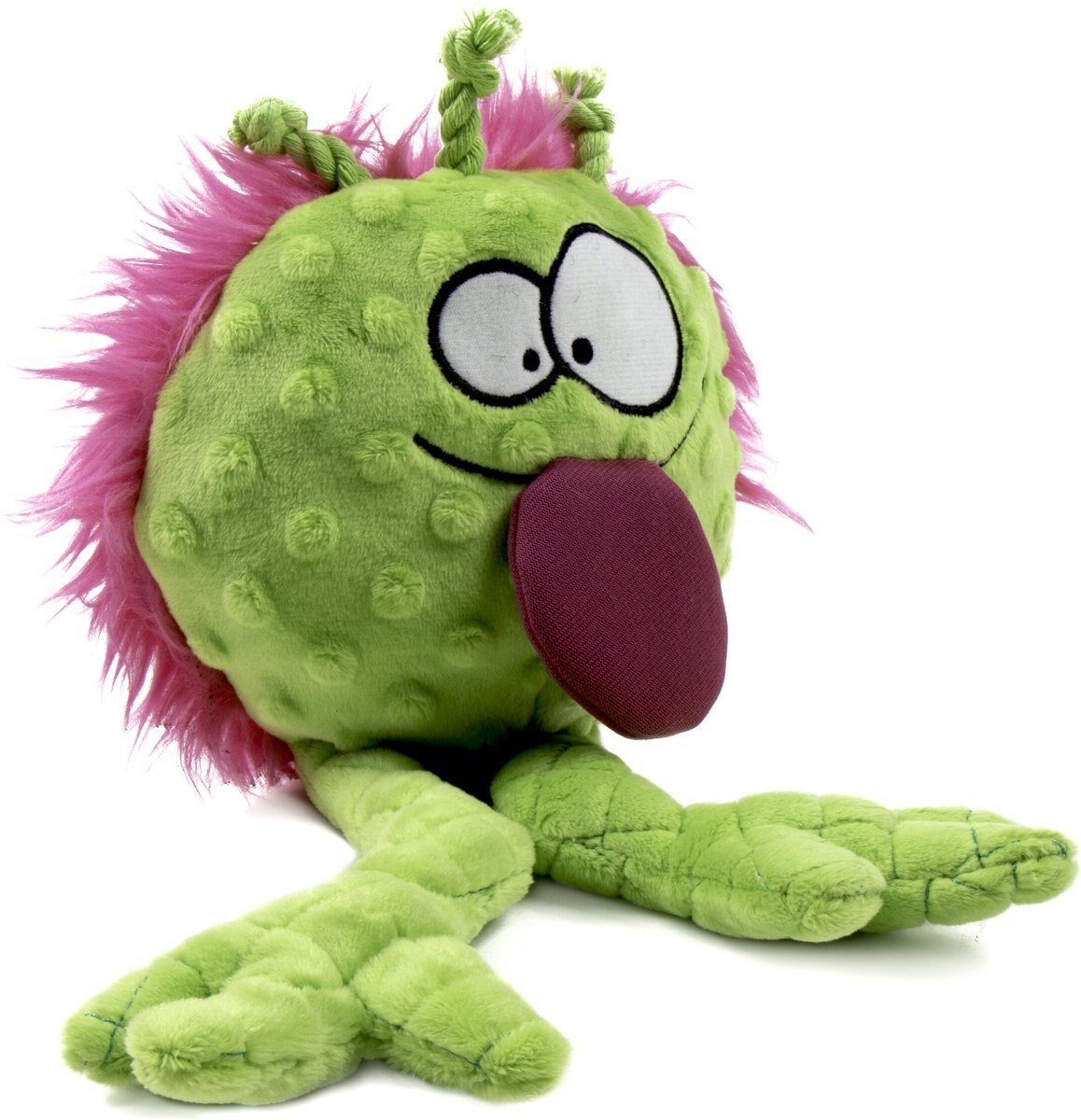 Discontinued - GODOG PlayClean Germs Soft Plush Squeaky Dog Toy, Lime ...