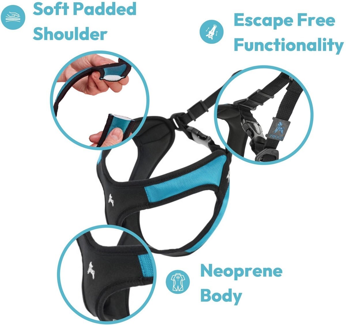 GOOBY Escape Free Easy Fit Dog Harness, Blue, Small: 16 to 19.25-in ...