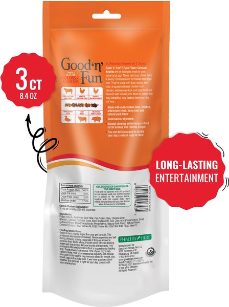 GOOD 'N' FUN Long-Lasting Triple Flavor Colossal Kabob Chicken, Duck ...