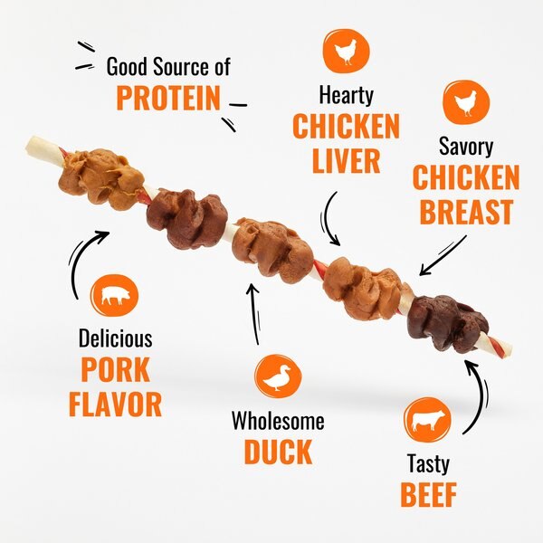 GOOD 'N' FUN Long-Lasting Triple Flavor Colossal Kabob Chicken, Duck ...