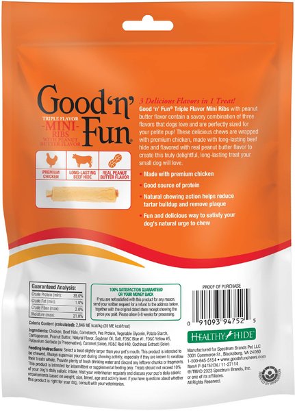 GOOD 'N' FUN Triple Flavor Mini Ribs Chicken, Beef & Peanut Butter Dog ...