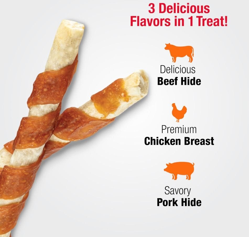 GOOD 'N' FUN Chicken Wrapped Triple Flavor Munchy Sticks Chicken, Pork ...