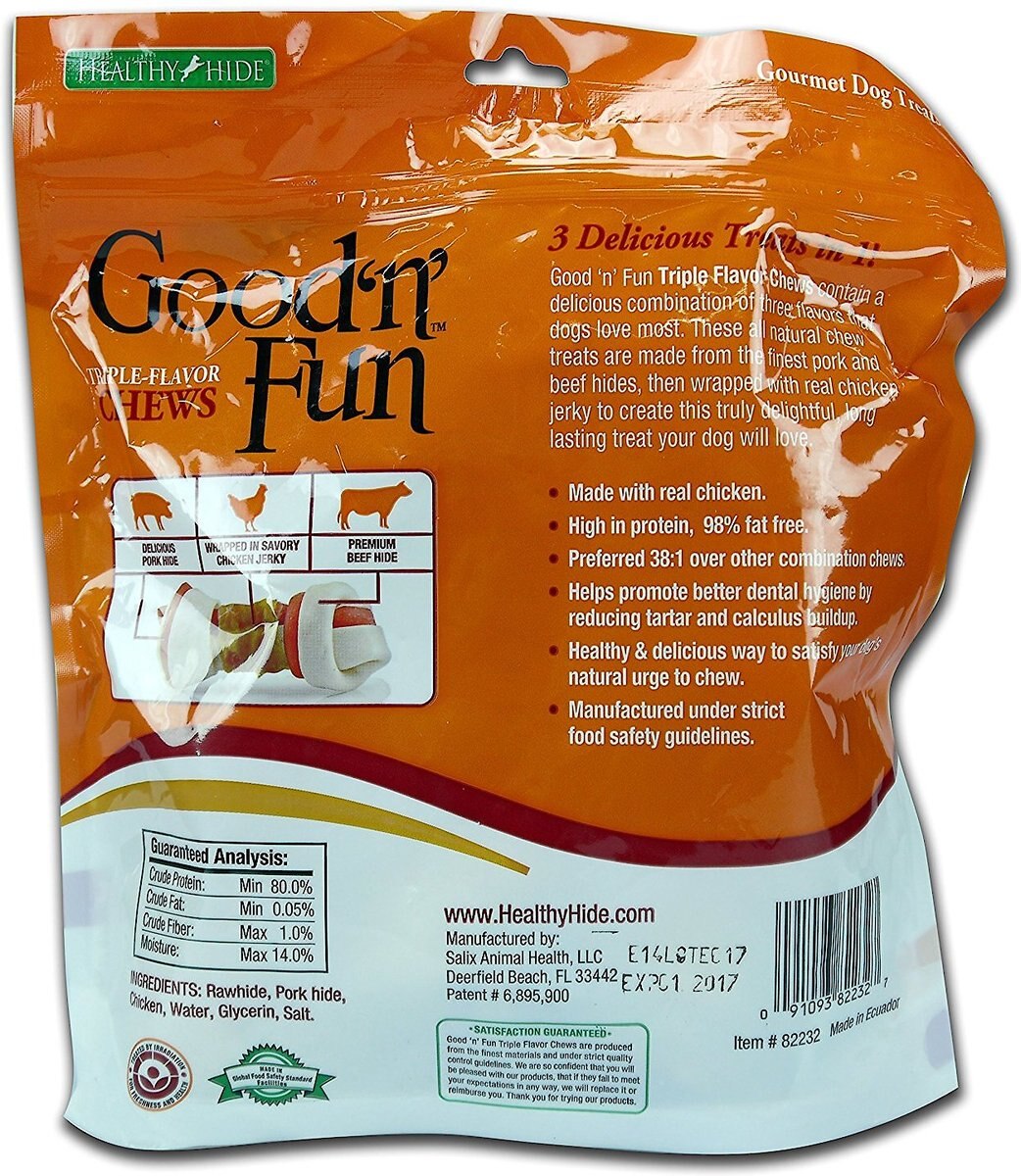 GOOD 'N' FUN Triple Flavor 6-in Pork, Beef & Chicken Dog Treat Chew ...