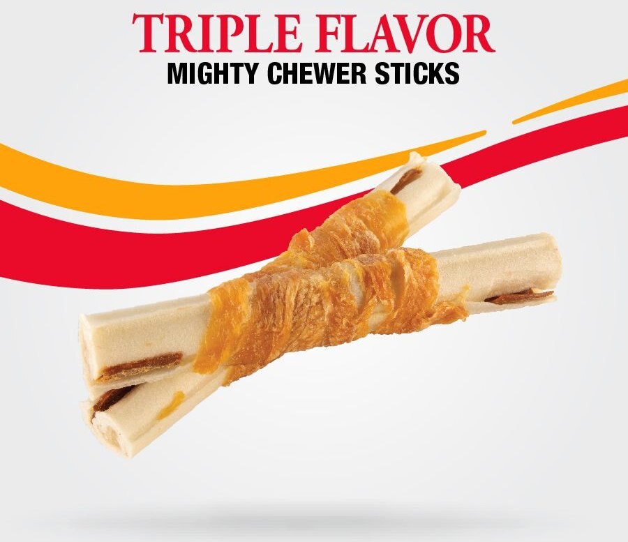 GOOD 'N' FUN Triple Flavor Mighty Chewer Sticks Chicken, Pork & Beef ...