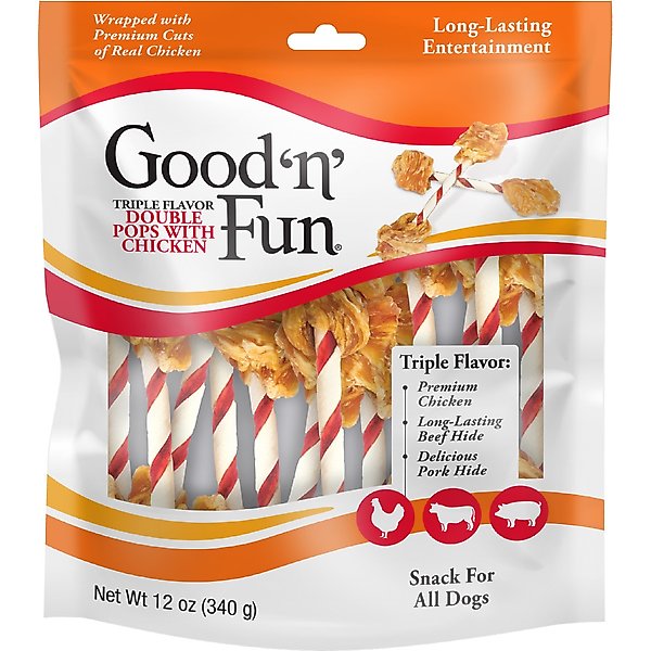 GOOD 'N' FUN Triple Flavor Ribs Beef, Chicken & Pork Hide Dog Chews, 24 ...