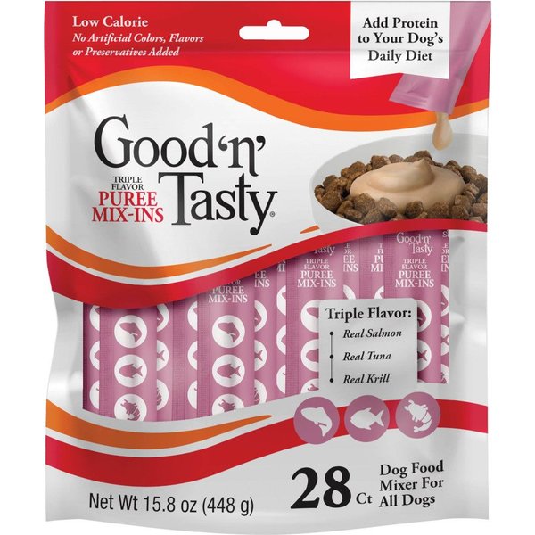 GOOD 'N' TASTY Triple Flavor Mix Tuna, Chicken, & Duck Puree Dog Food ...