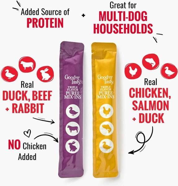 GOOD 'N' TASTY Triple Flavor Mix Variety Pack Puree Dog Food Topper, 84 ...