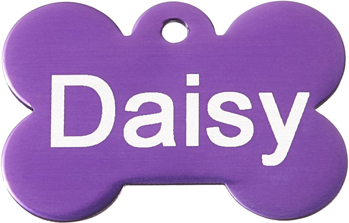 GOTAGS Anodized Aluminum Personalized Dog ID Tag, Bone, Purple, Small ...