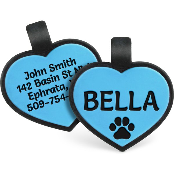 GOTAGS Personalized Silicone Round Dog & Cat ID Tag, Large, Blue ...