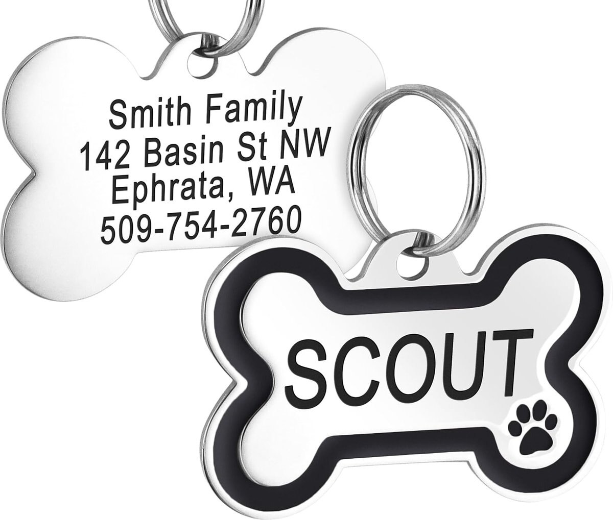 GOTAGS Personalized Stainless Steel with Enamel Paw Design Bone Shaped ...