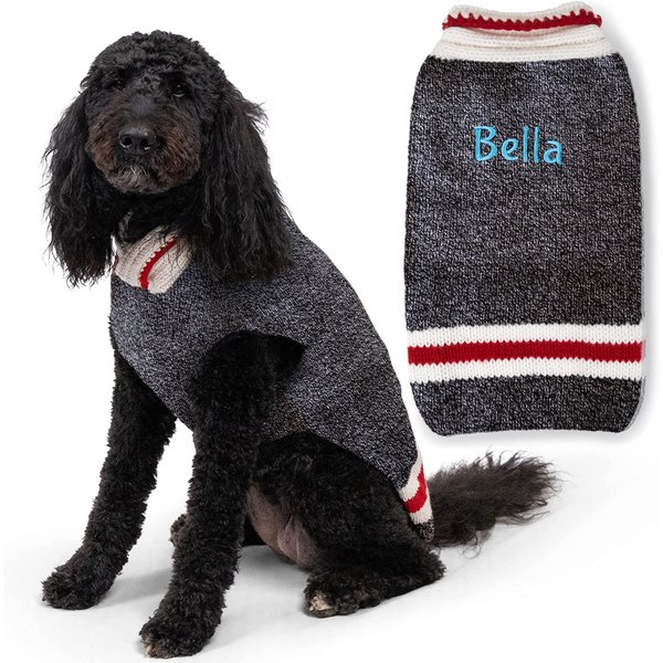 GOTAGS Wool Personalized Dog Sweater, Dark Grey, Large - Chewy.com
