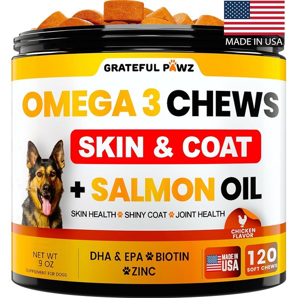 LEGITPET Alaskan Salmon Oil Omega-3 Soft Chew Skin & Coat Supplement ...