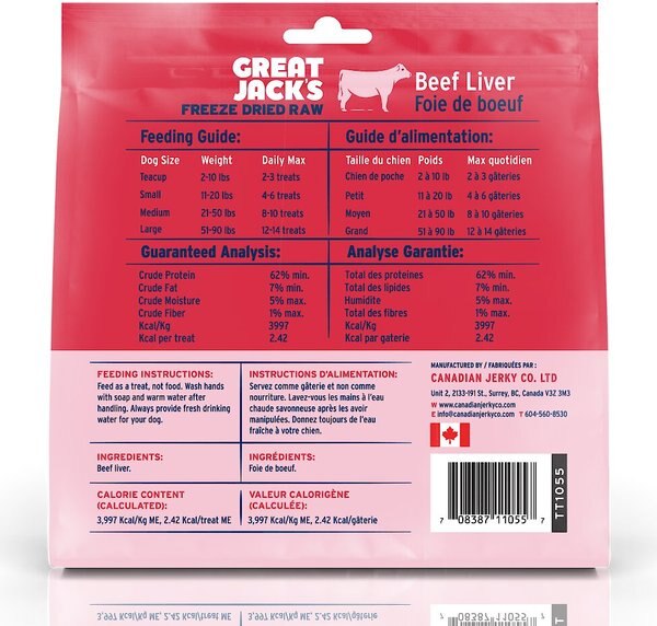 GREAT JACK'S Freeze-Dried Beef Liver Dog Treats, 7-oz bag - Chewy.com