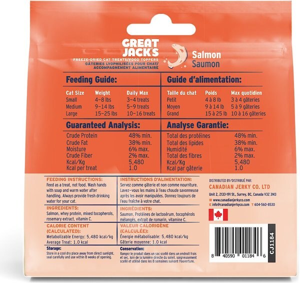 GREAT JACK'S Salmon Freeze-Dried Grain-Free Cat Treats, 1-oz bag ...